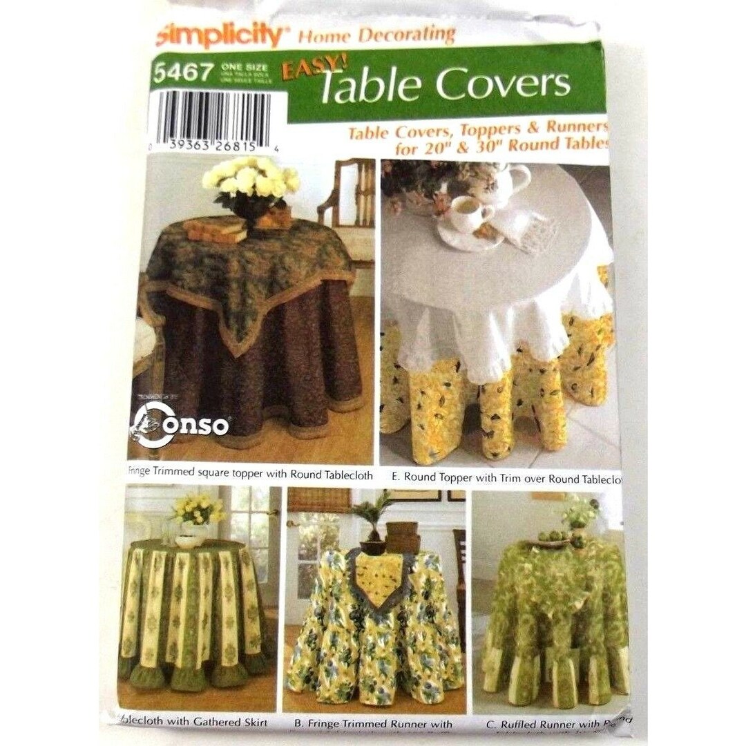 Simplicity 5467 Sewing Pattern Table Covers Toppers and Runners 20 and ...
