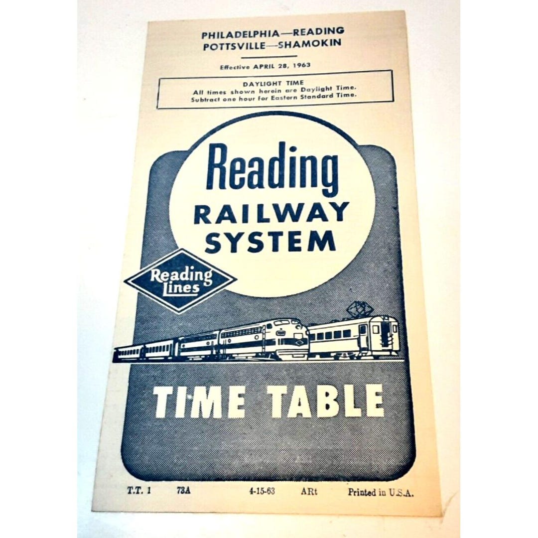 Reading Railway System Time Table 28 April 1963 Philadelphia Pottsville ...