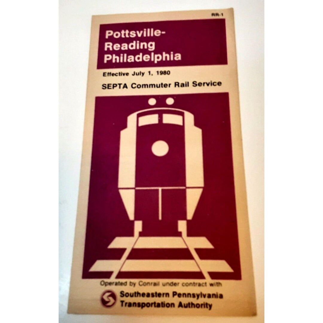 Septa Train Railroad Timetable Pottsville Reading Philadelphia 1 July ...