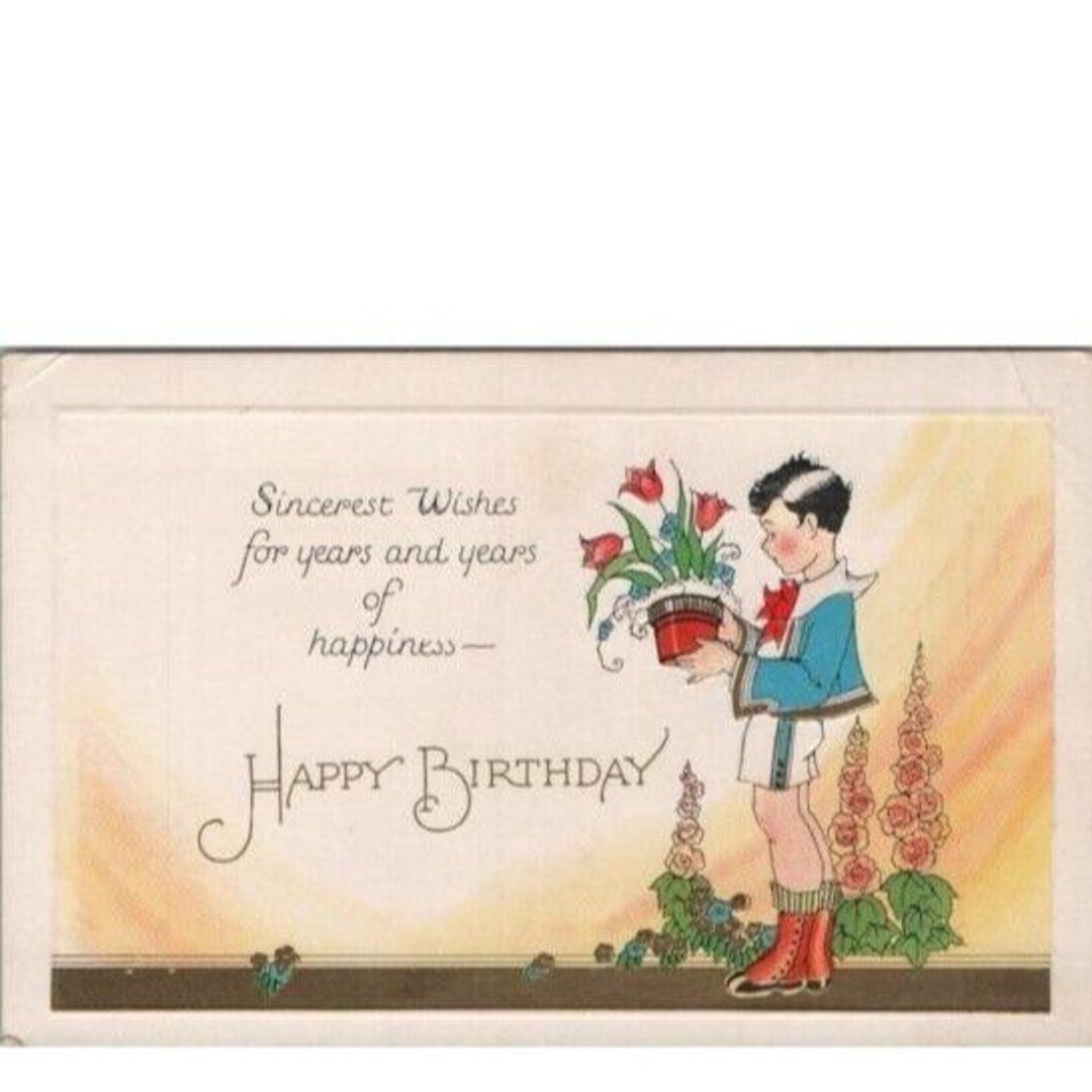 Happy Birthday Sincere Wishes for Years of Happiness Vintage Postcard ...