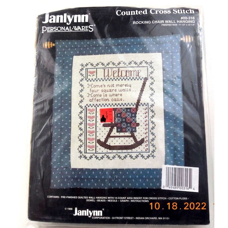 Janlynn Rocking Chair Wall Hanging Cross Stitch Kit 00 316 Size 11.5 X ...