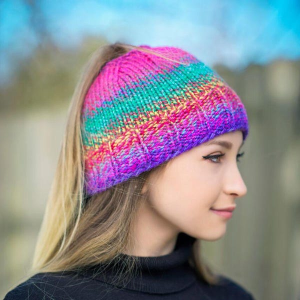 Crochet Pattern Messy Bun Hat Big Hair - Etsy