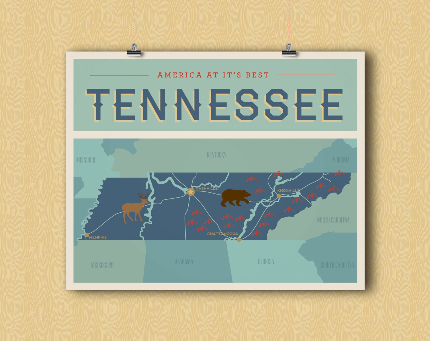 Tennessee Art Print, Printable Art Wall Decor, INSTANT DOWNLOAD ...