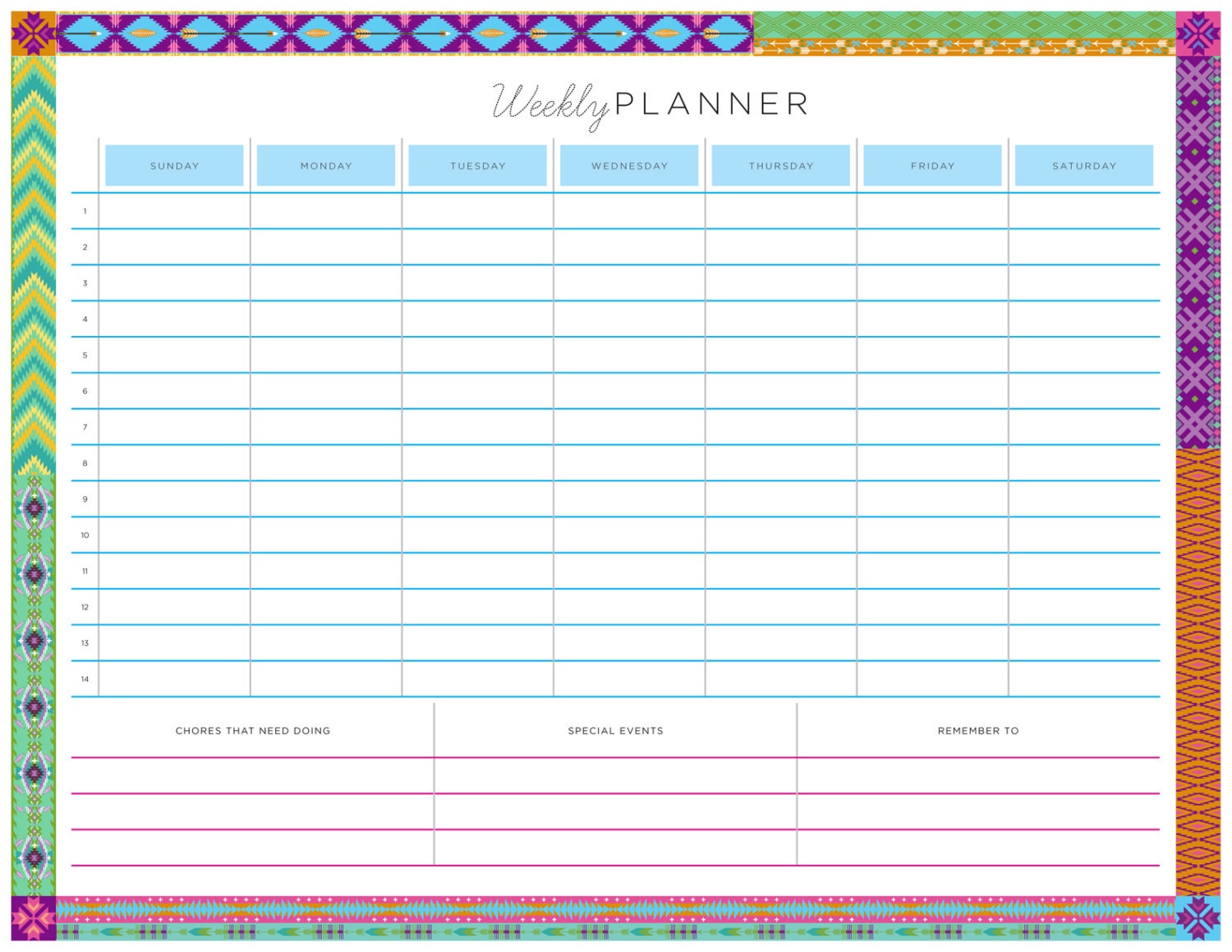 Weekly Planner Printable, Weekly Schedule, 2017 Weekly Planne Printable ...