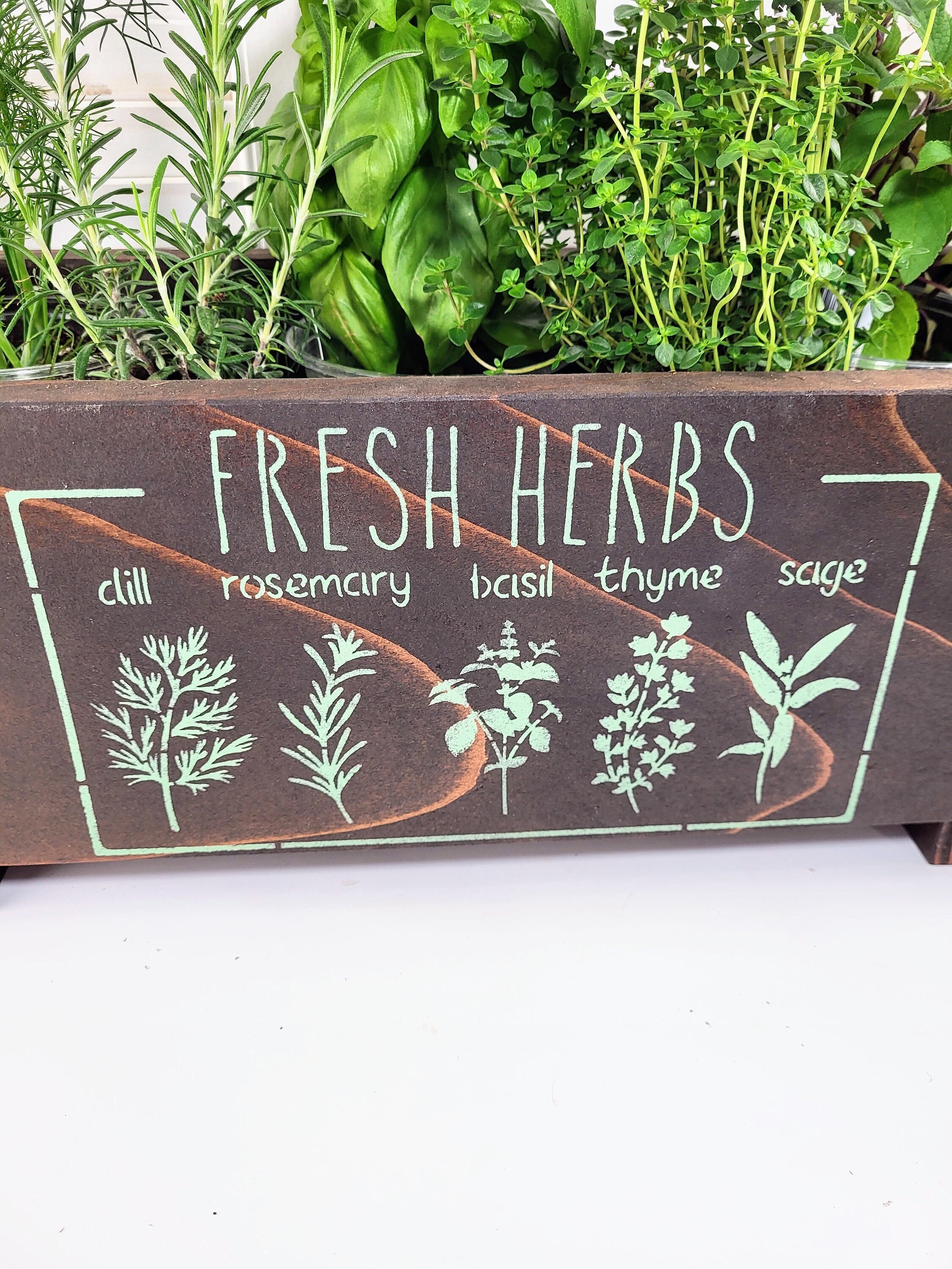 Wood Planter Box/ Herb Garden/ Sequoia Herb Box/ "fresh Herbs" Box/ 18 ...