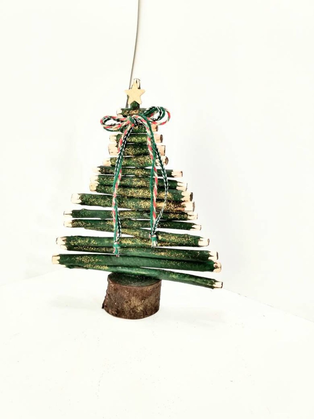 Rustic Green Wood Stick Christmas Tree: Small Space Decor - Etsy
