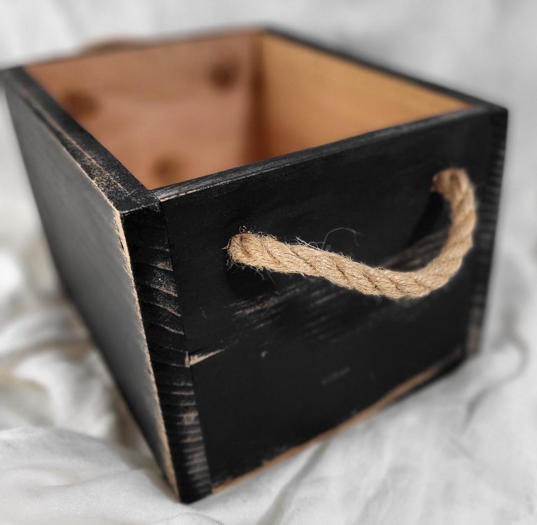 Decorative Wood Box/ Rope Handles/ Cute Display Box/ Rustic Storage Box ...