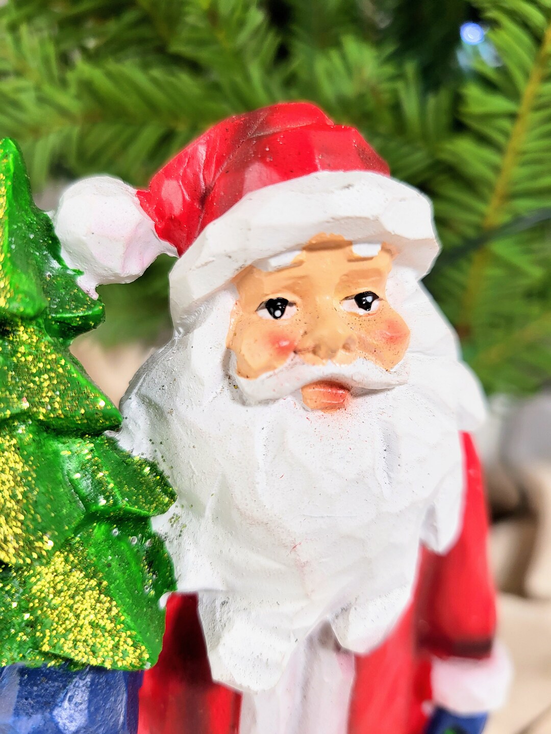 Wood Carved Look Santa/ Resin Santa Claus/ St Nicholas/ Christmas Decor ...