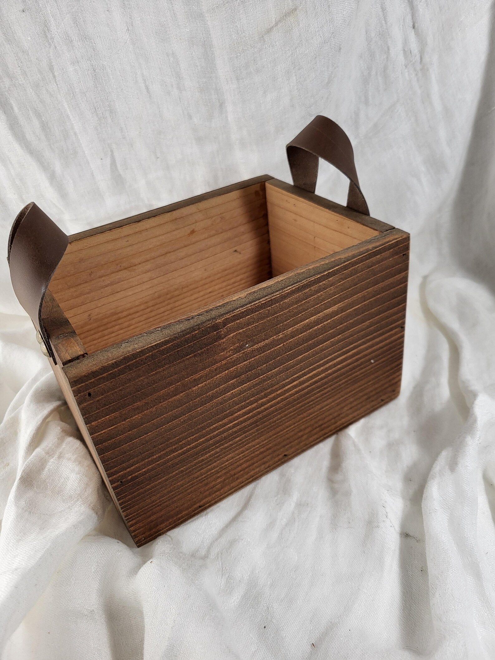 Decorative Wood Box/ Leather Handles/ Cute Display Box/ Rustic Storage Box - Etsy