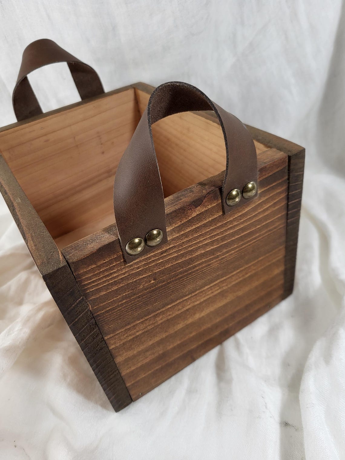 Decorative Wood Box/ Leather Handles/ Cute Display Box/ Rustic Storage Box - Etsy