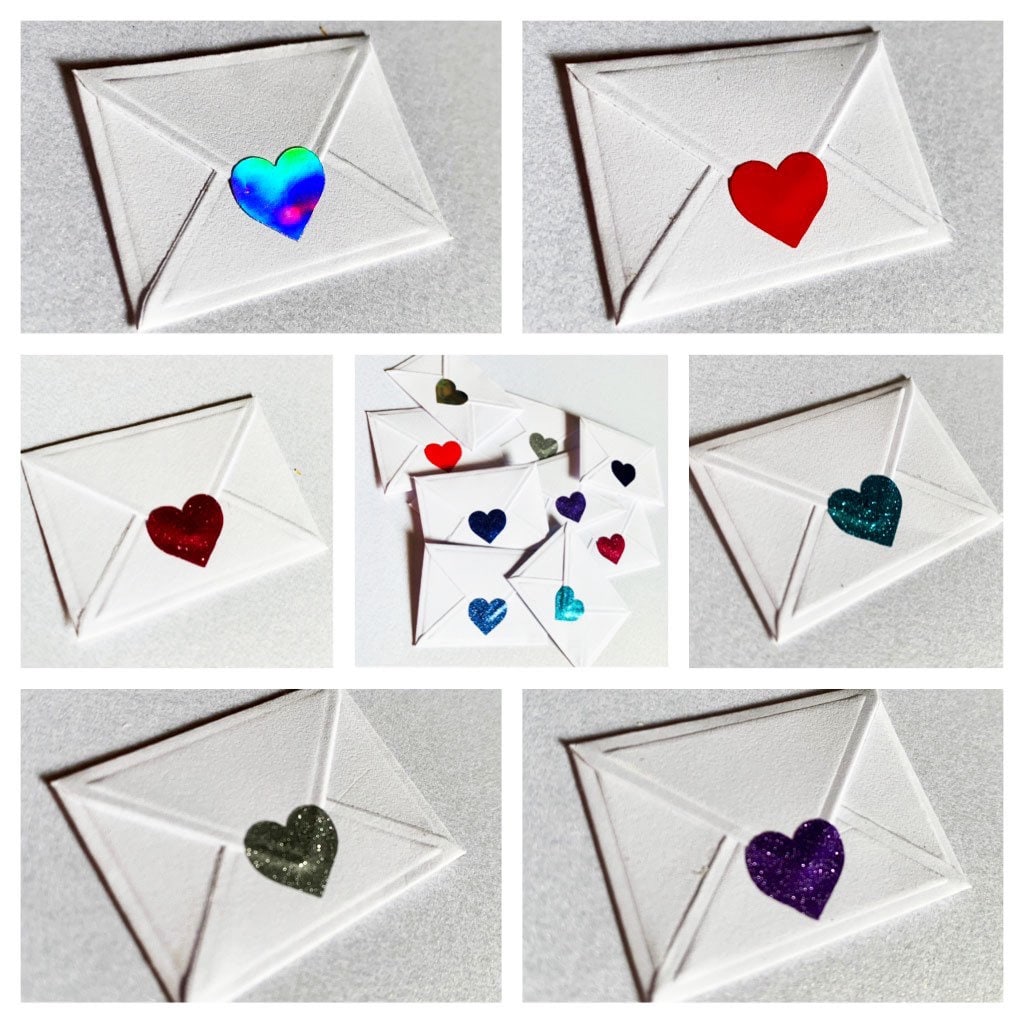 100 Small Heart Stickers Envelope Seals Glitter Stickers Glitter Hearts ...