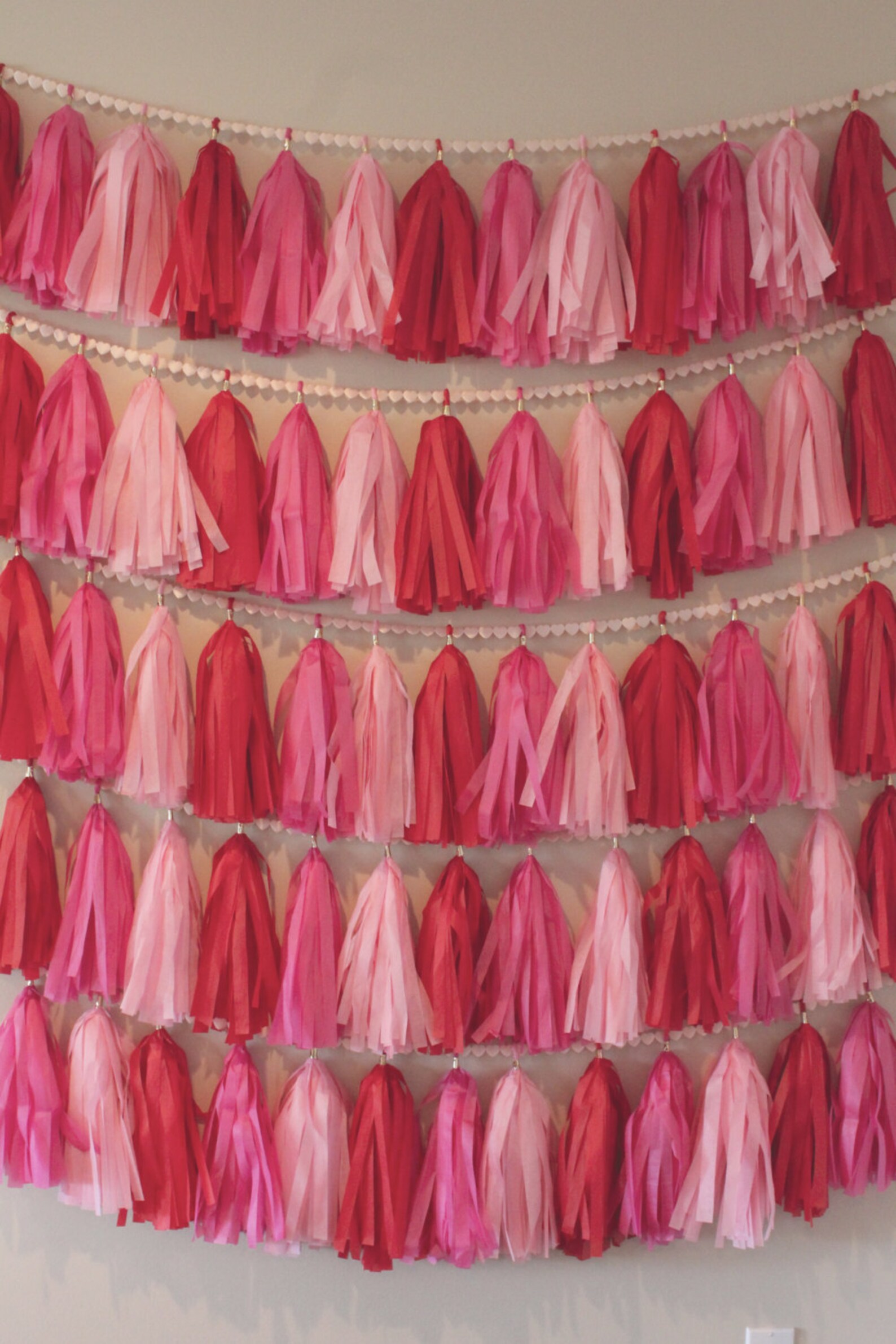 Photo Booth Backdrop // Red, Magenta, Pink, Blush Pink on Heart Ribbon ...