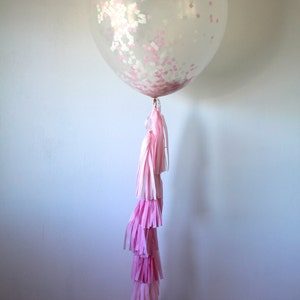 Giant 36 Inch Balloon With Pink and Ivory Confetti and Pink Tassel ...
