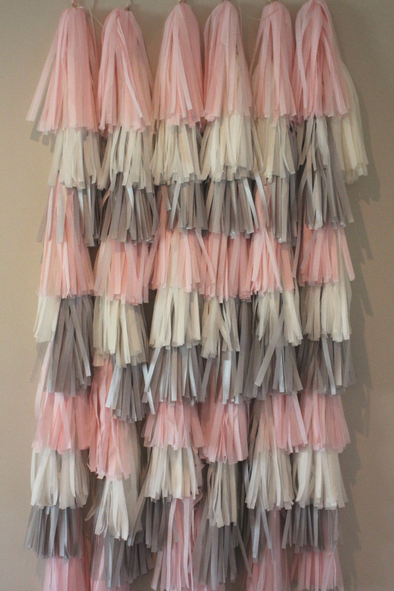Tissue Paper Tassel Photo Backdrop // Blush Pink, Silver, Ivory ...