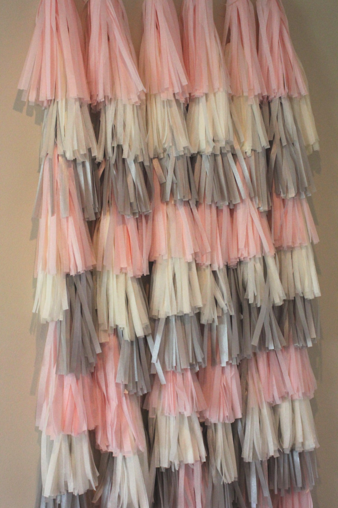 Tissue Paper Tassel Photo Backdrop // Blush Pink Silver - Etsy