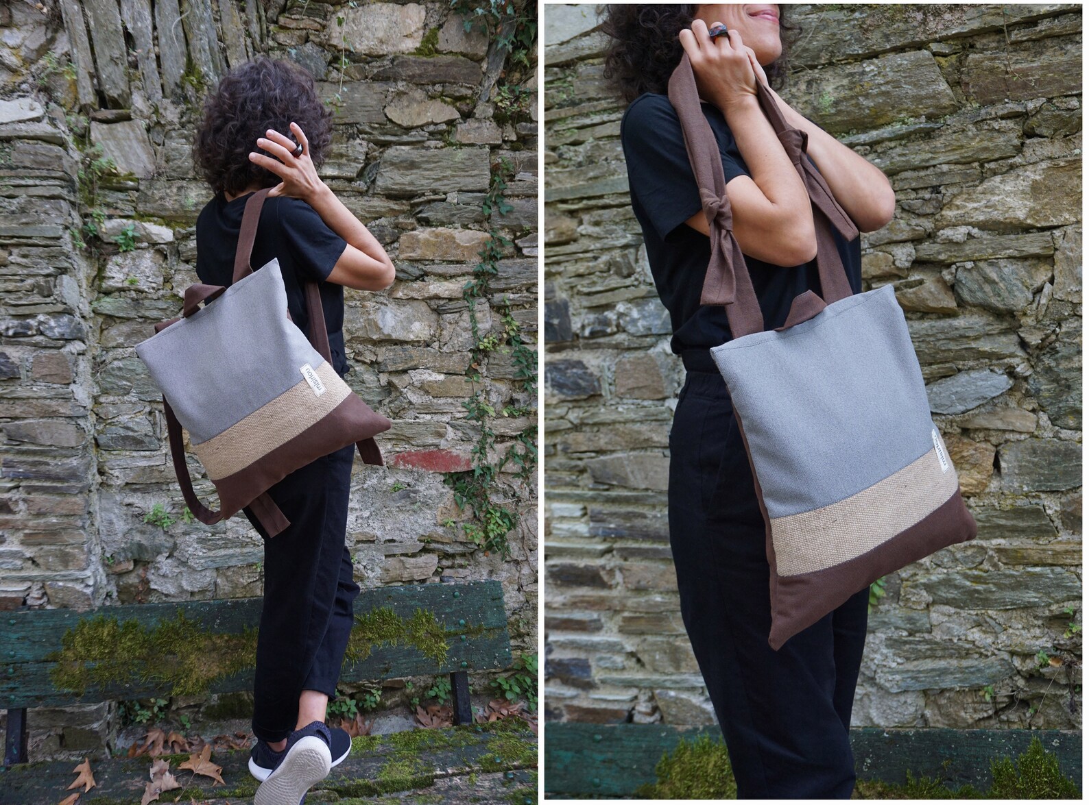 Convertible Backpack Crossbody Bag Khaki Black Canvas Bag - Etsy
