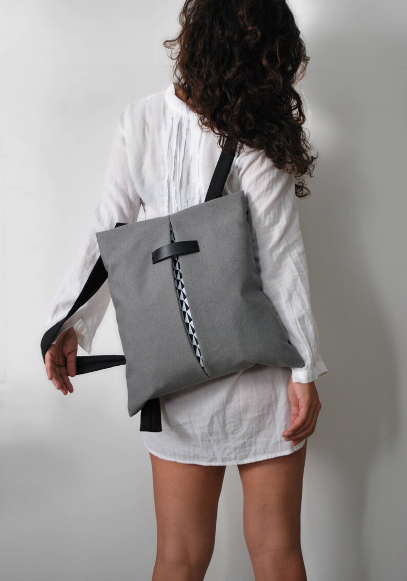 Convertible Backpack Modern Ladies Bag Gray Waterproof Canvas - Etsy
