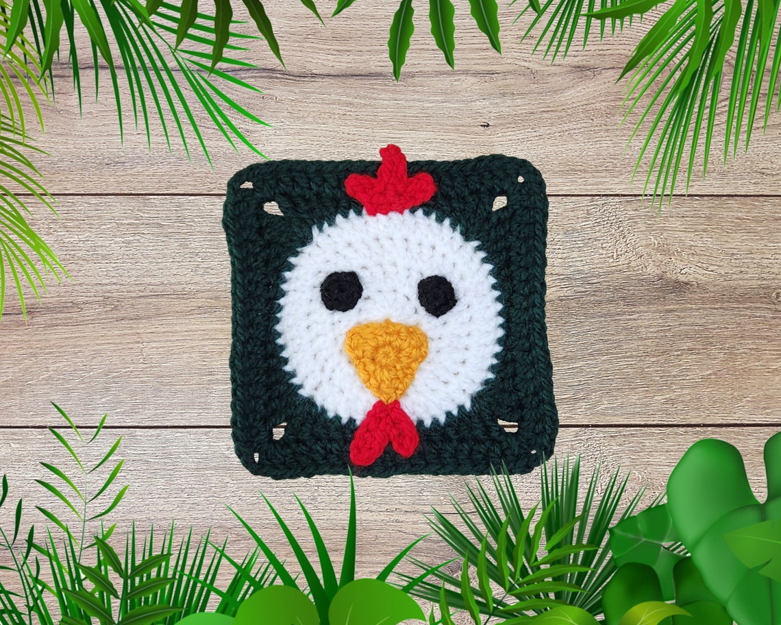 Chicken Granny Square Crochet Pattern Crochet Jungle Blanket - Etsy Canada