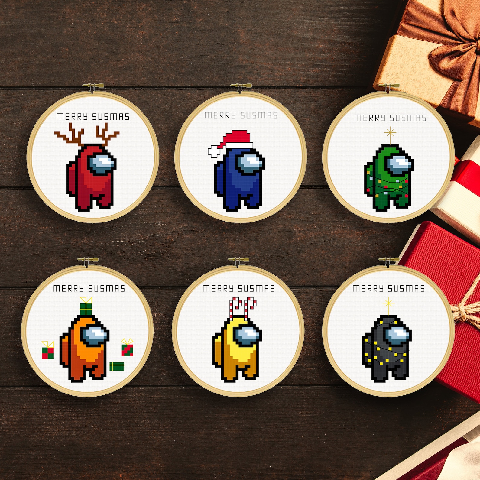 Among Us Christmas Ornaments Cross Stitch Pattern Christmas - Etsy