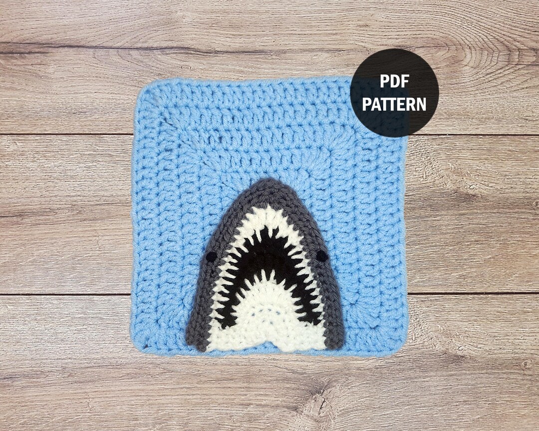 Jaws Crochet Granny Square Pattern Crochet Shark Granny Square Granny ...