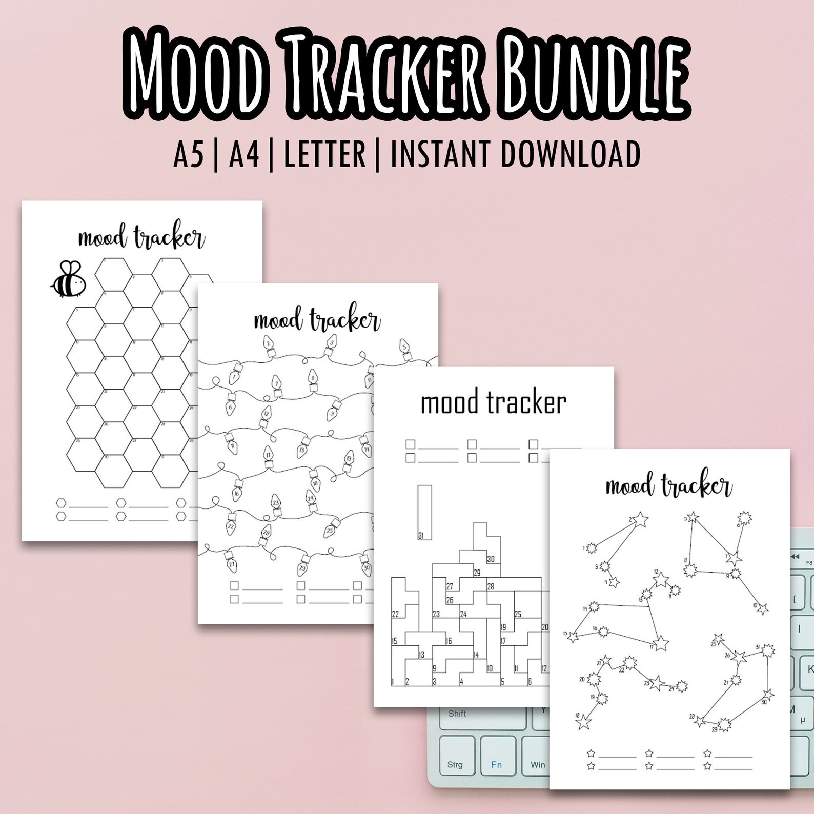 Mood Tracker Bundle Printable Mood Chart Bullet Journal - Etsy