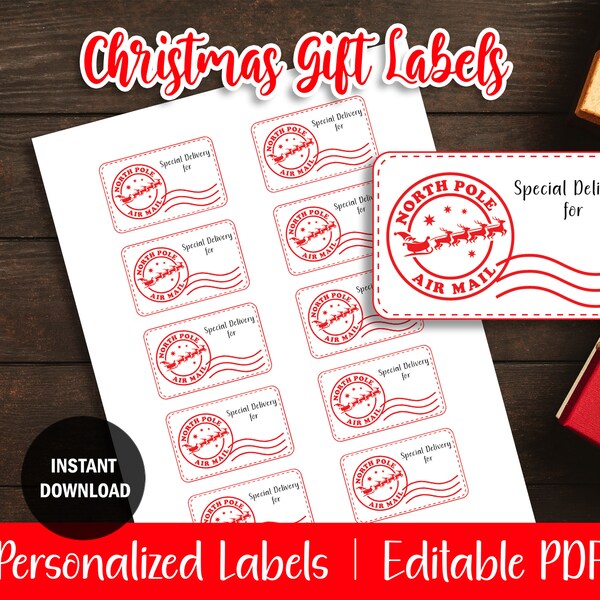 Santa Labels - Etsy