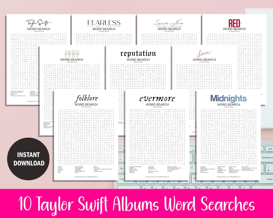 Taylor Swift Album Word Searches Taylor Swift Puzzles Taylor Swift ...