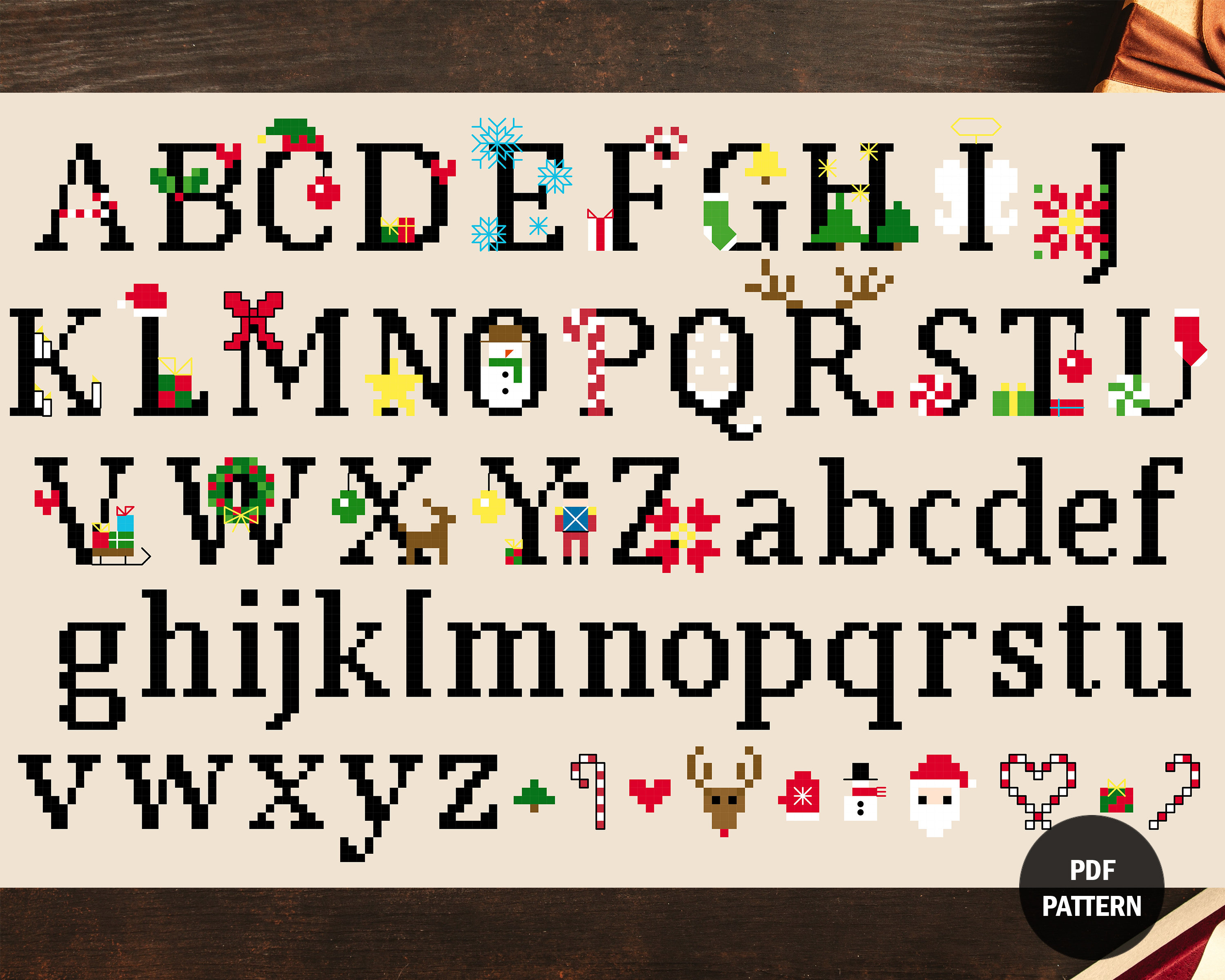 Christmas Alphabet Cross Stitch Pattern Christmas Fonts - Etsy