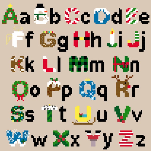 Christmas Alphabet Cross Stitch Pattern - Etsy