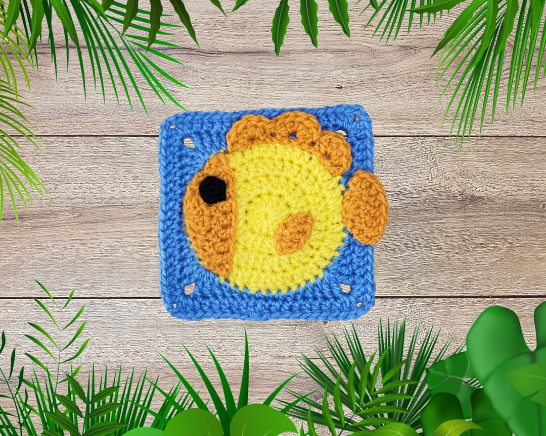 Fish Granny Square Crochet Pattern | Crochet Jungle Blanket | Crochet ...