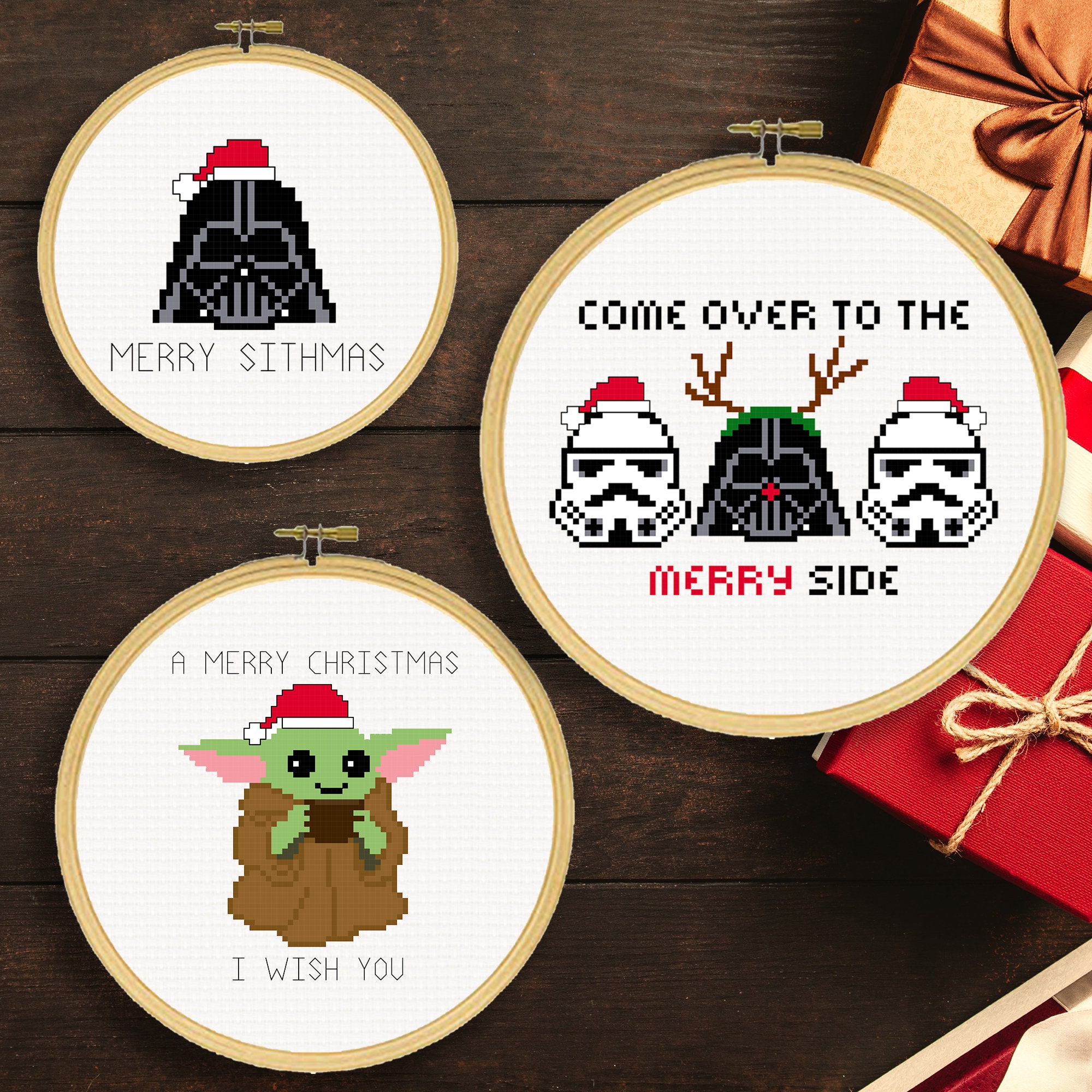 Three Star Wars Christmas Cross Stitch Patterns Star Wars - Etsy