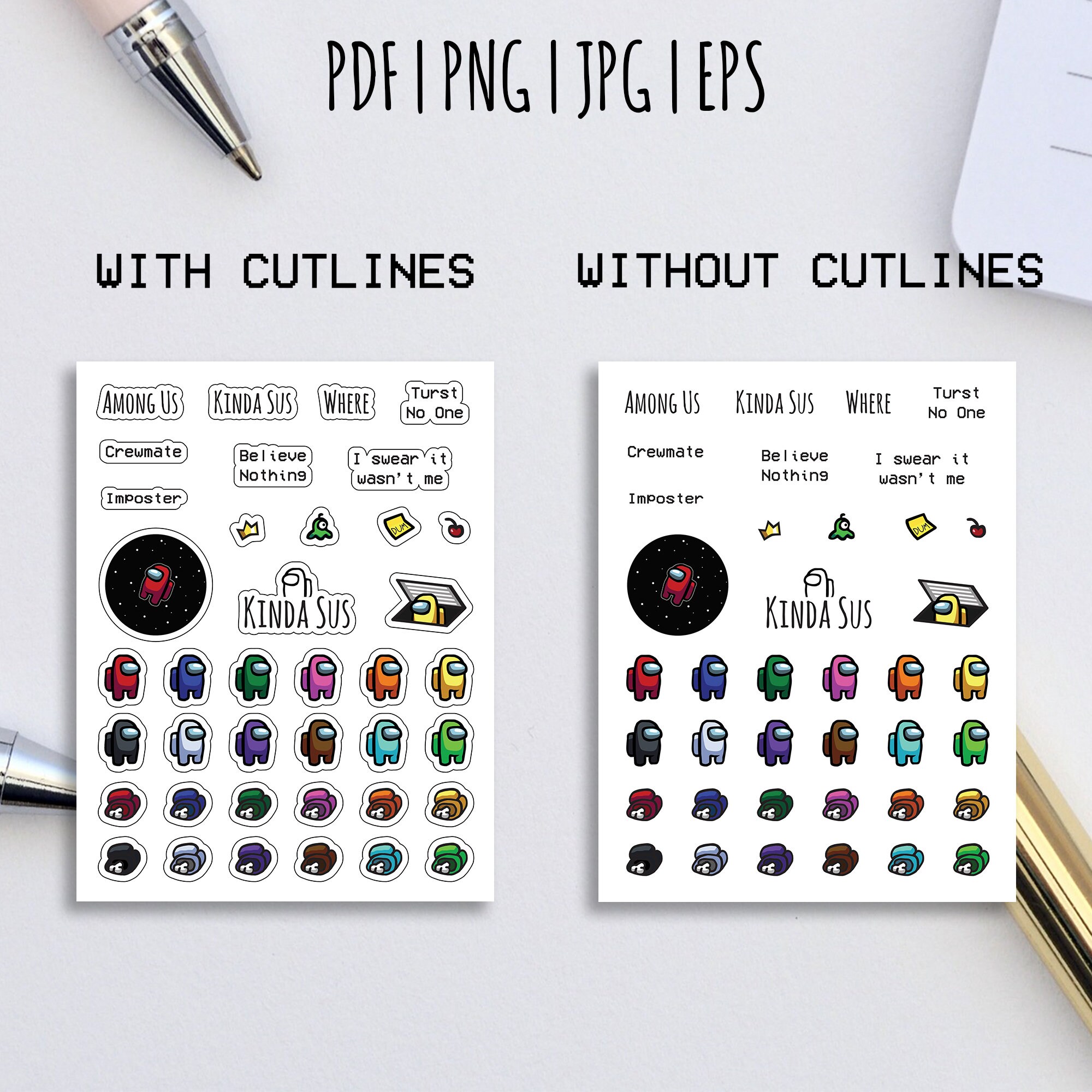 Among Us Printable Stickers Among Us Cut Files Among Us | Etsy