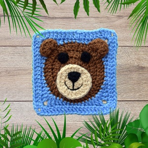 Bear Granny Square Crochet Pattern | Crochet Jungle Blanket | Crochet ...