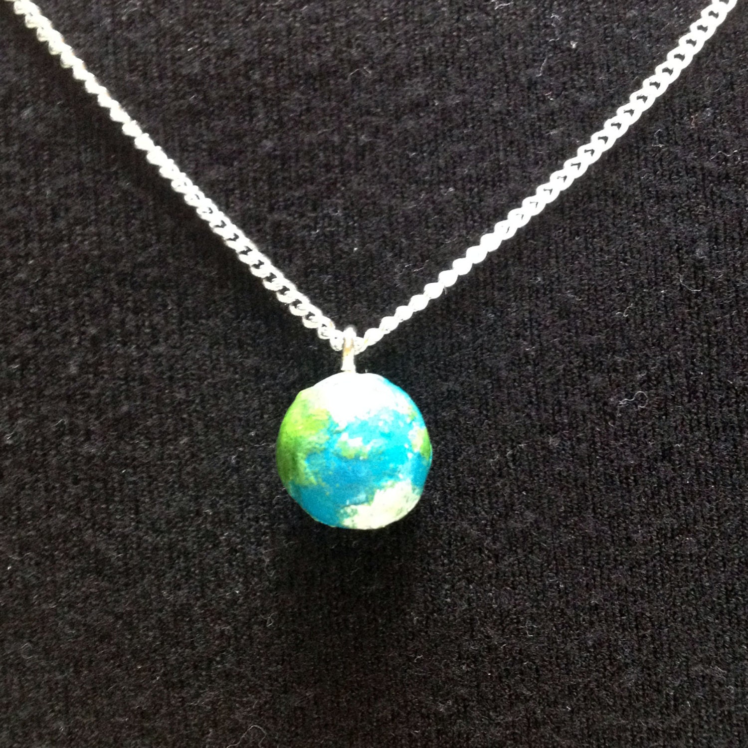 Planet Earth Necklace on a Sterling Silver Chain. - Etsy