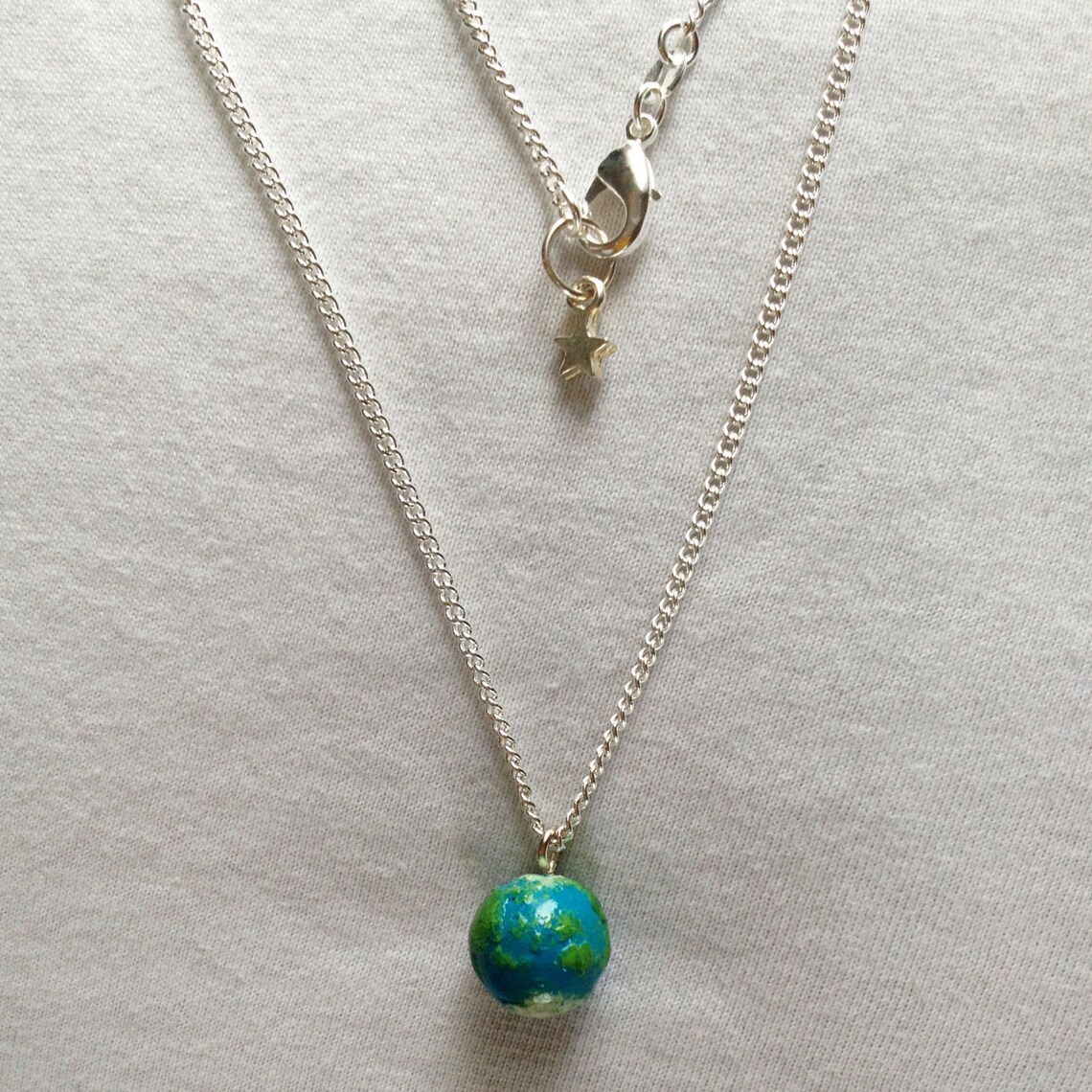 Planet Earth Necklace on a Sterling Silver Chain. - Etsy