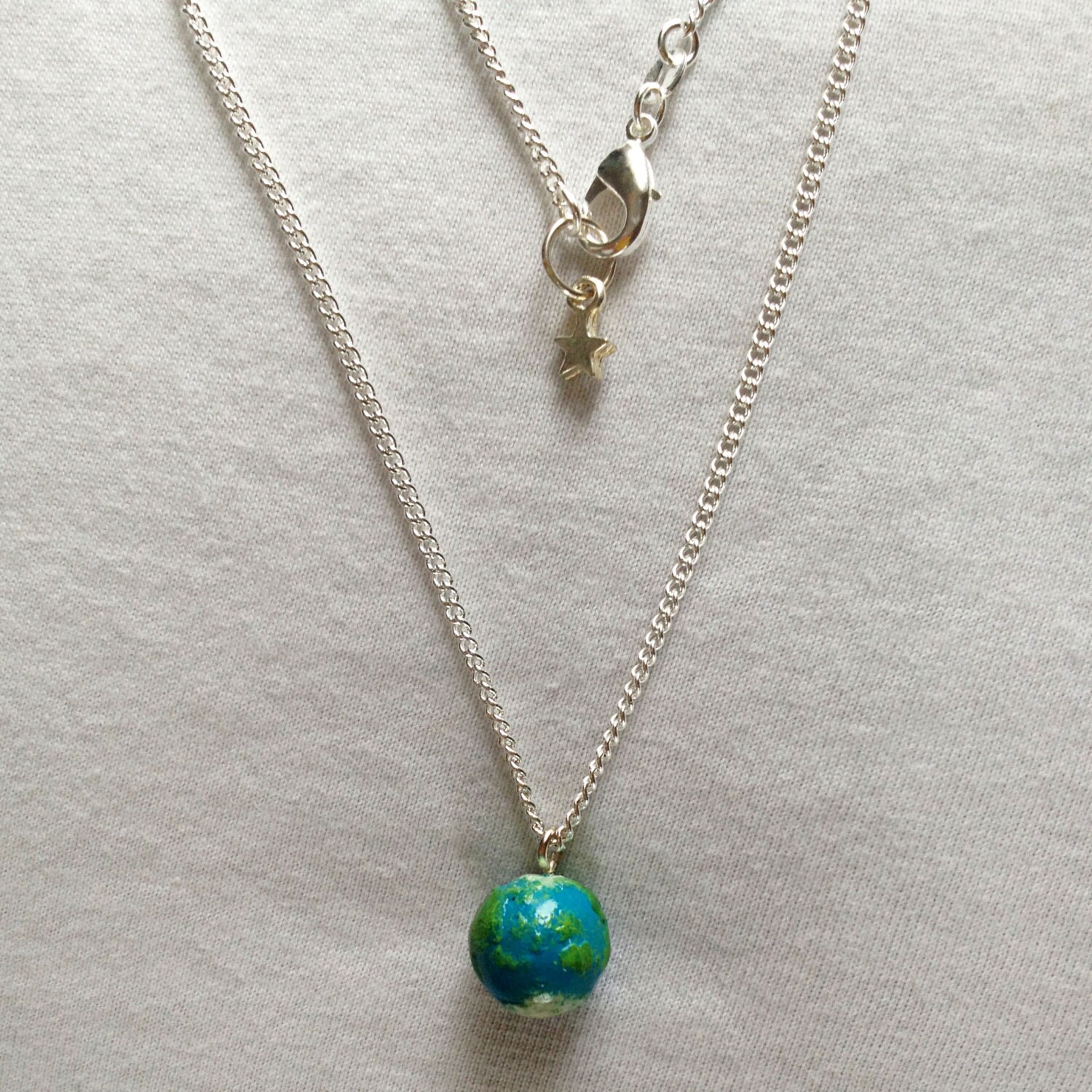 Planet Earth Necklace on a Sterling Silver Chain. - Etsy