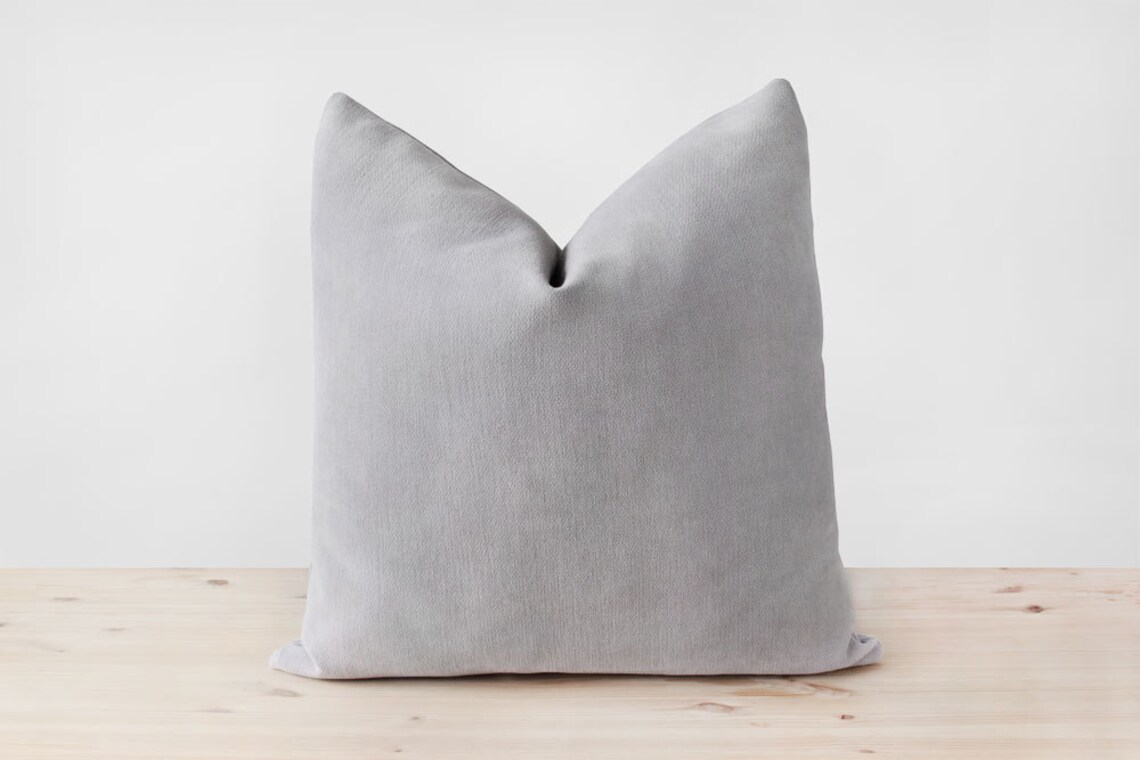 Light Gray Pillow Covers Grey Throw Pillow Cotton Chenille | Etsy
