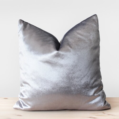 Shiny Silver Solid Velvet Throw Pillow Cover Silver Textured - Etsy