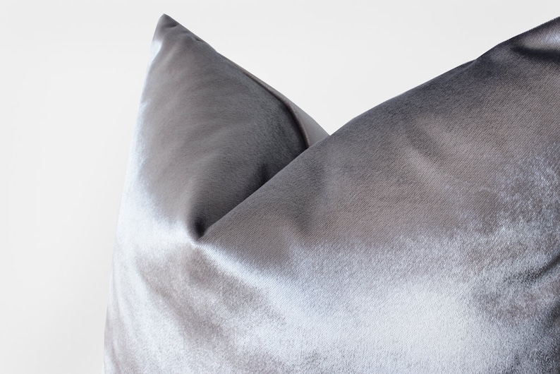 Silver Velvet Pillow Cover Solid Silver Cushion Shiny Silver | Etsy