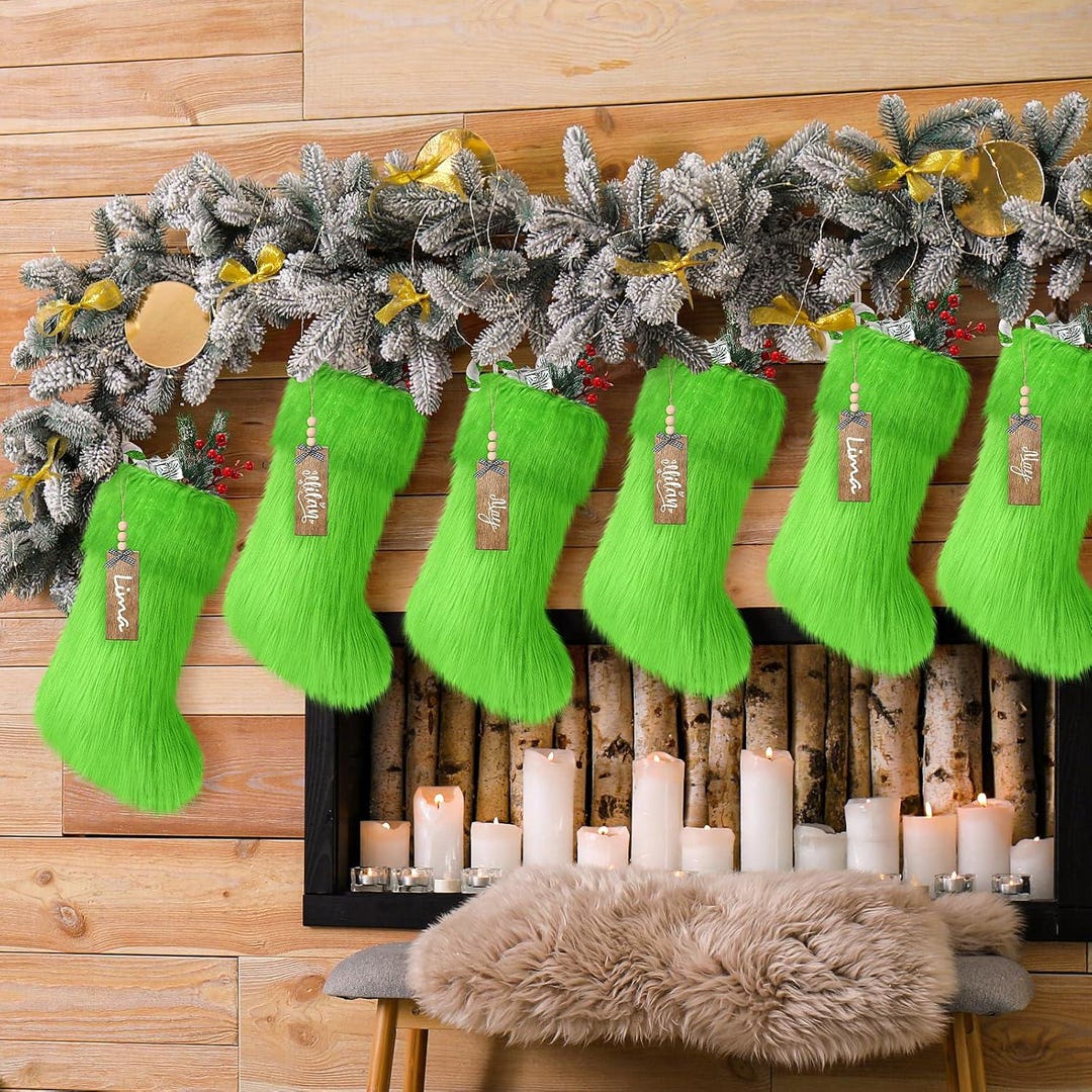 Faux Plush Fur Stocking - Personalized Custom Names - Holidays ...