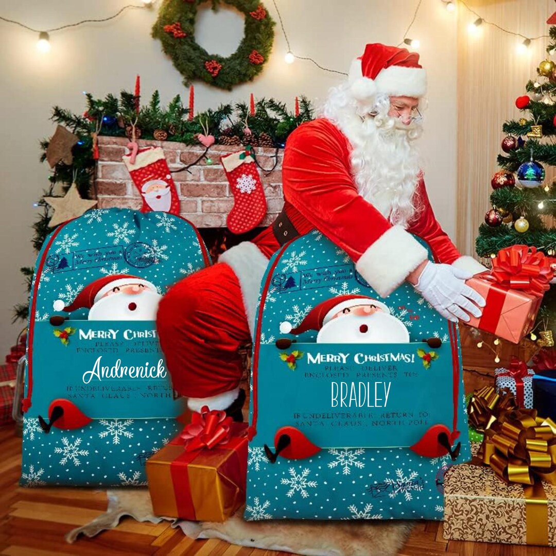 Personalized Blue Santa Snowflake Extra Large Santa Sack Bag - Etsy