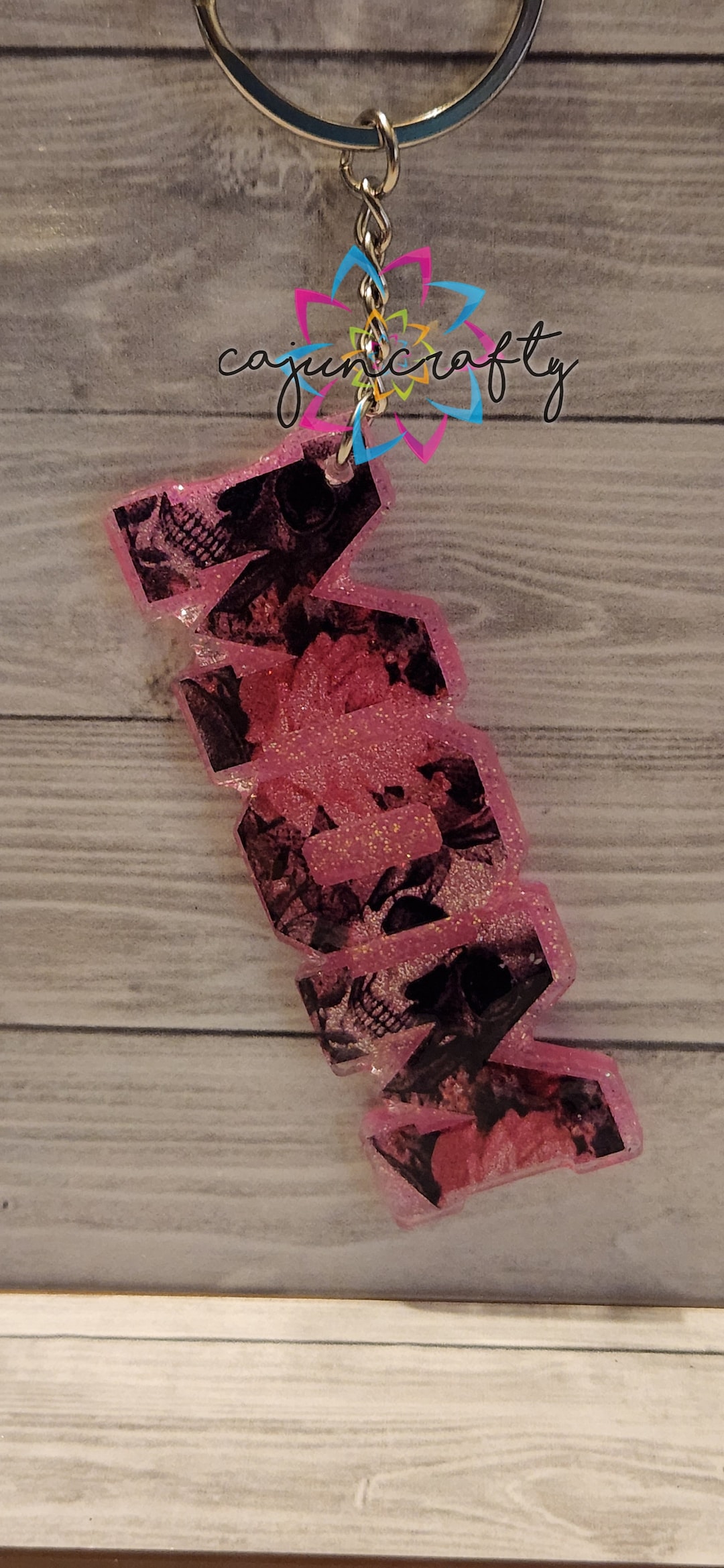 Mom - Keychain - Pink - Pink Black Skulls - Support - Custom - Etsy