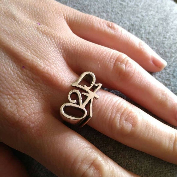 Bague graffiti bague argent tag ou prénom personnalisé bague | Etsy