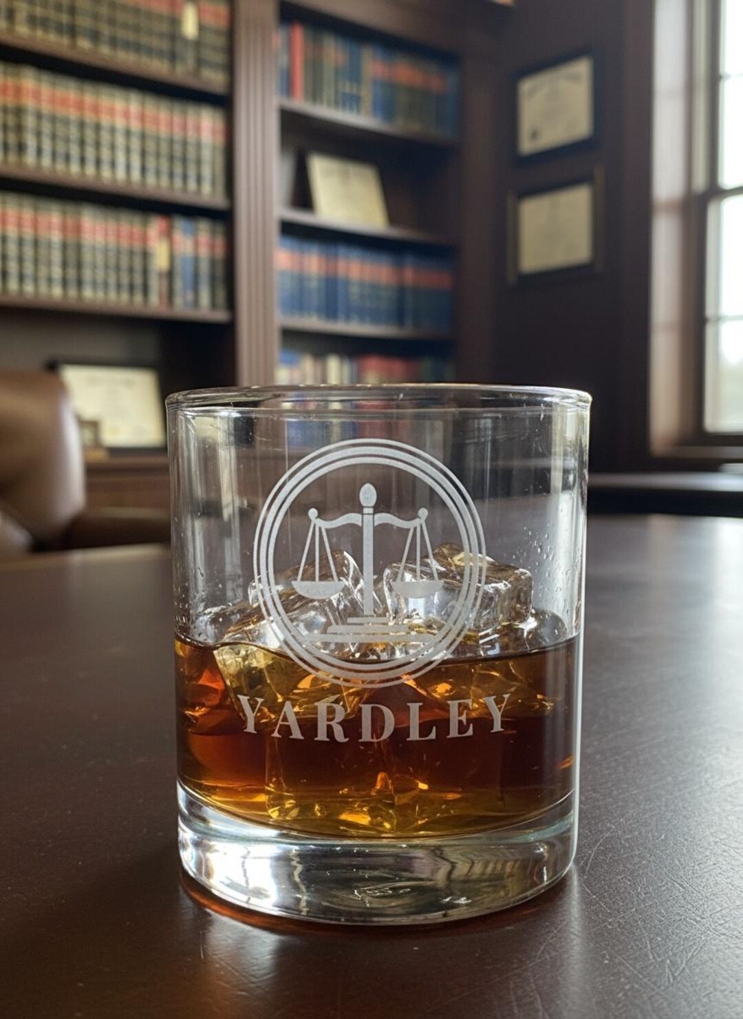 Scale of Justice Whiskey Glass – Engraved Rocks Glass for Lawyers ...
