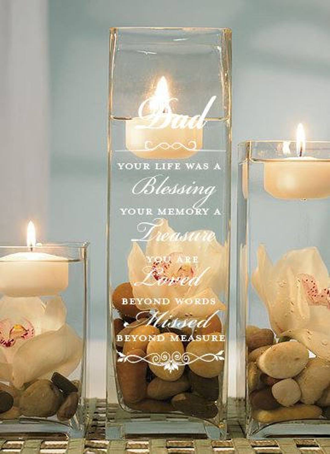 Custom Memorial Candle Holder Memorial Memorial Candle Tribute in ...