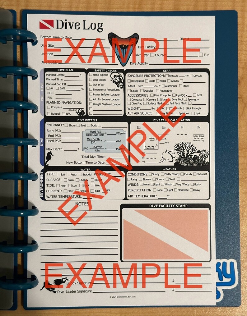 Discbound Dive Log System - Starter Set : Blue Cover With 10 Log Pages ...