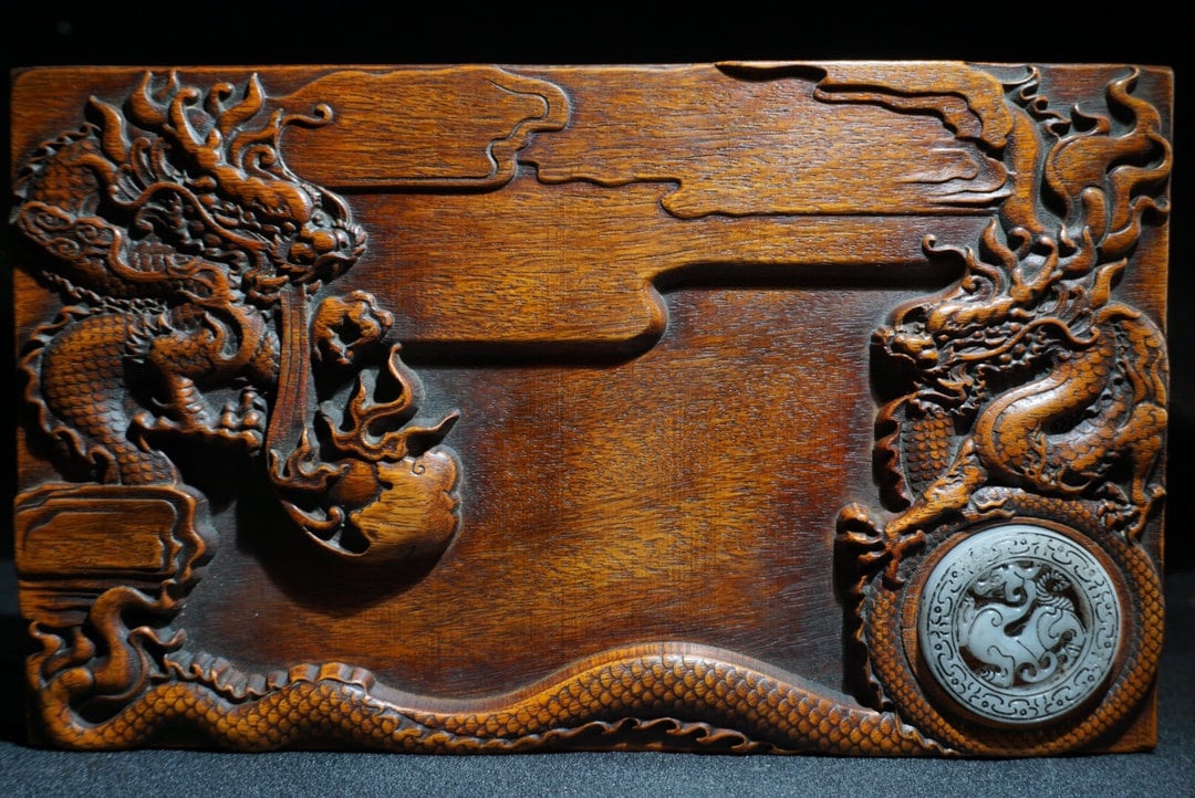 Chinese Antique Rosewood Hand-carved With Dragon Pattern Tray Tea Plate ...