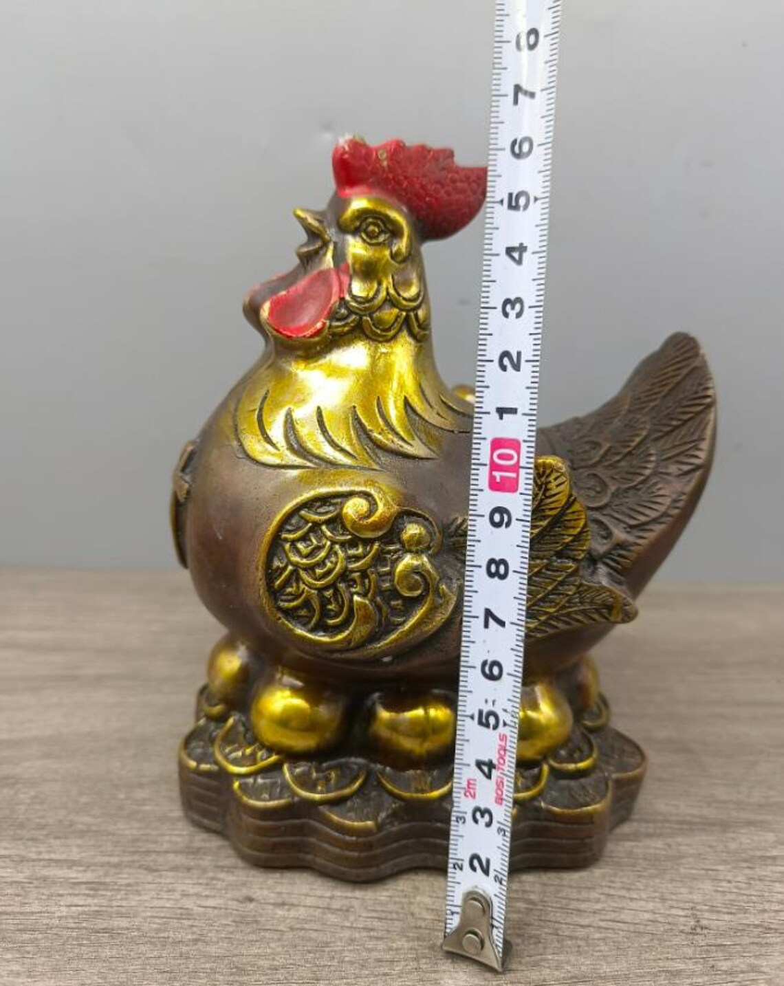 Chinese Antique Pure Hand Carved Pure Copper Gilt Yuanbao Hen Statue ...