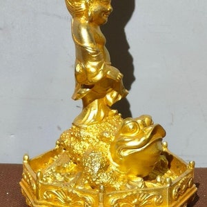 Chinese Antique Pure Hand-carved Pure Copper Gilt Toad Sculpture ...
