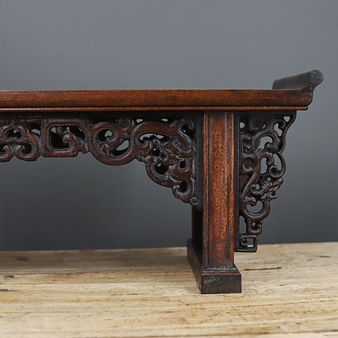 Chinese Hand Carved Natural Rosewood Inlaid Auspicious Beast Patterns ...